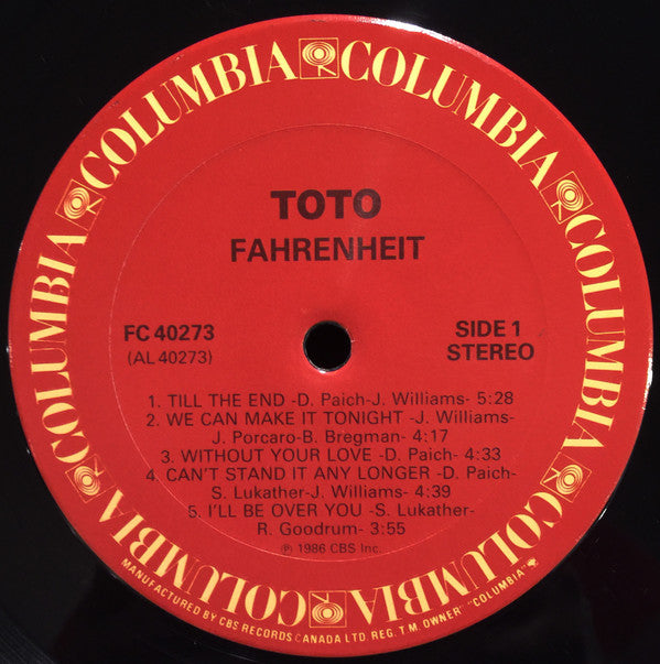 Toto ‎– Fahrenheit – RecordPusher - International Vinyl Record Store